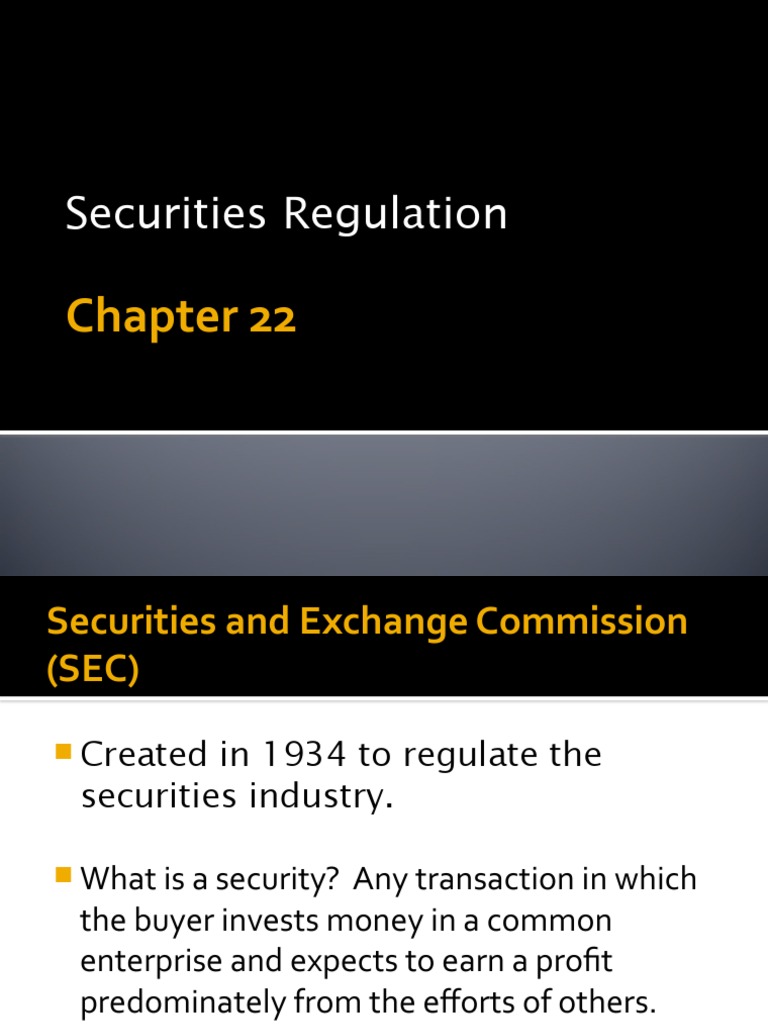 Securities Regulation | PDF | Insider Trading | Securities Act Of 1933