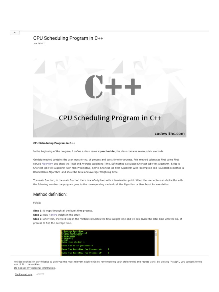 CPU Scheduling Program in C++ - Code With C | PDF | Http Cookie | Scheduling (Computing)