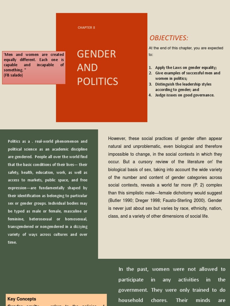 CH 8 Gender and Politics | PDF | Gender | Gender Studies