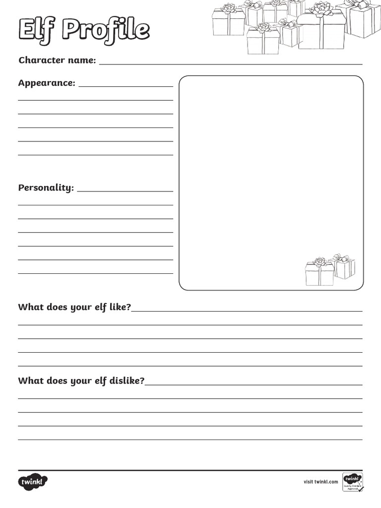 Elf Description Character Profile Activity Sheet | PDF