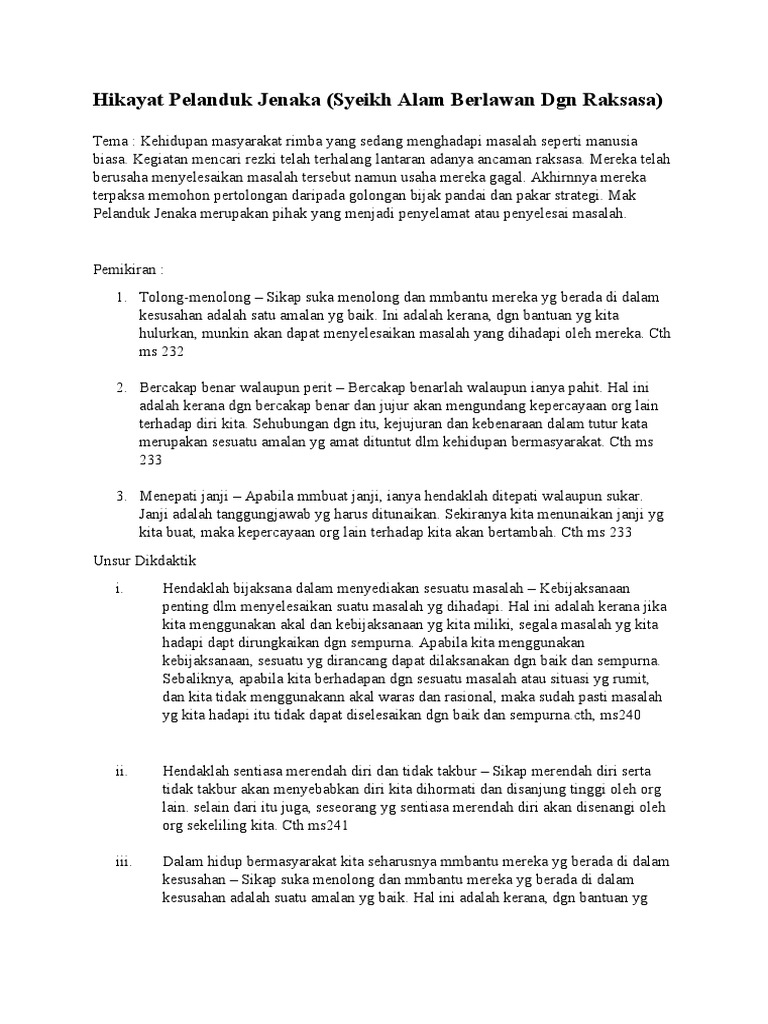 Hikayat Pelanduk Jenaka | PDF