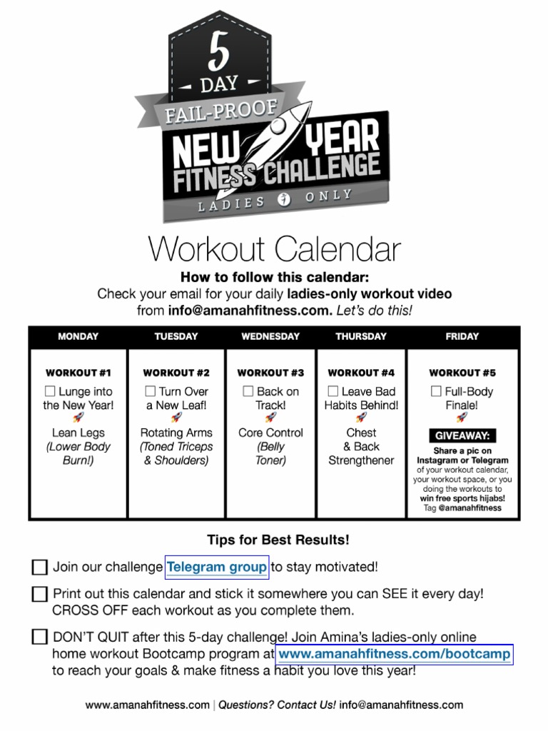 5 Day+Fitness+Challenge+ (Workout+Calendar) | PDF