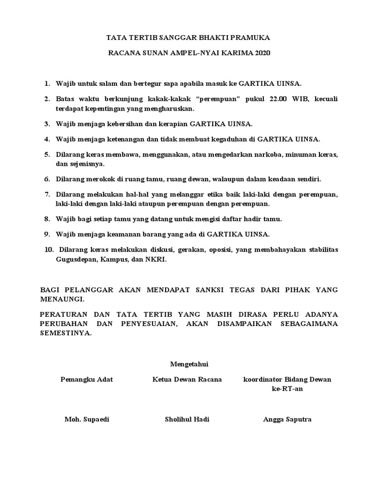 Tata Tertib Sanggar Bhakti Pramuka | PDF | Gaya Hidup
