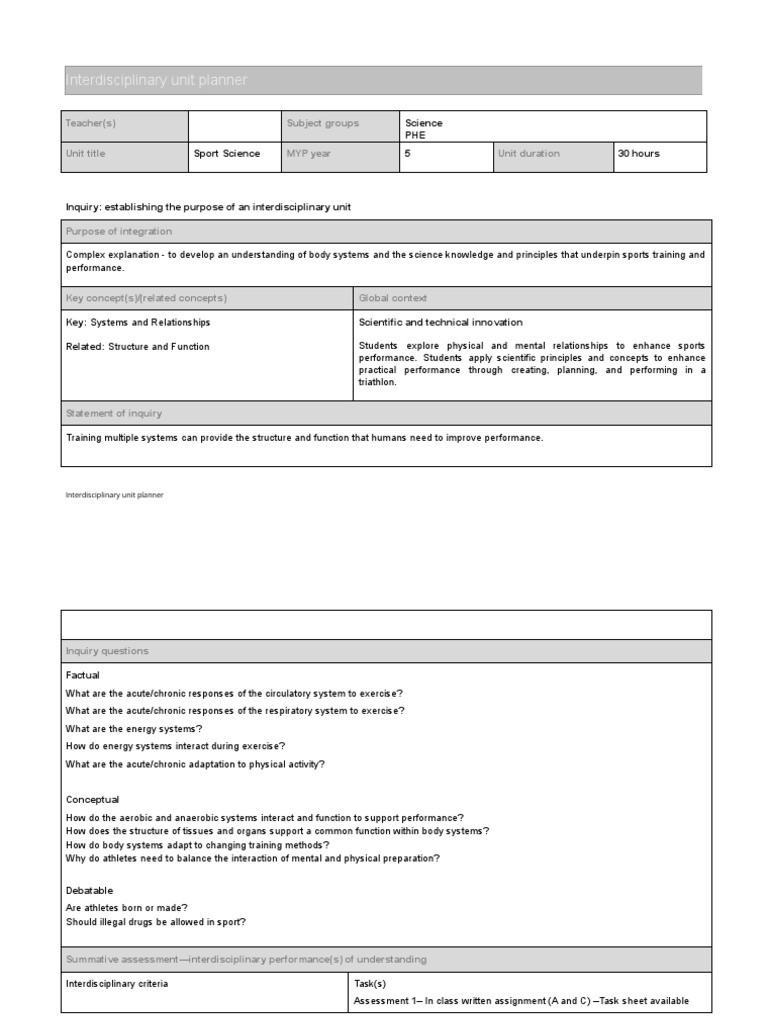 Sport Science for MYP Students | PDF | System | Skeletal Muscle