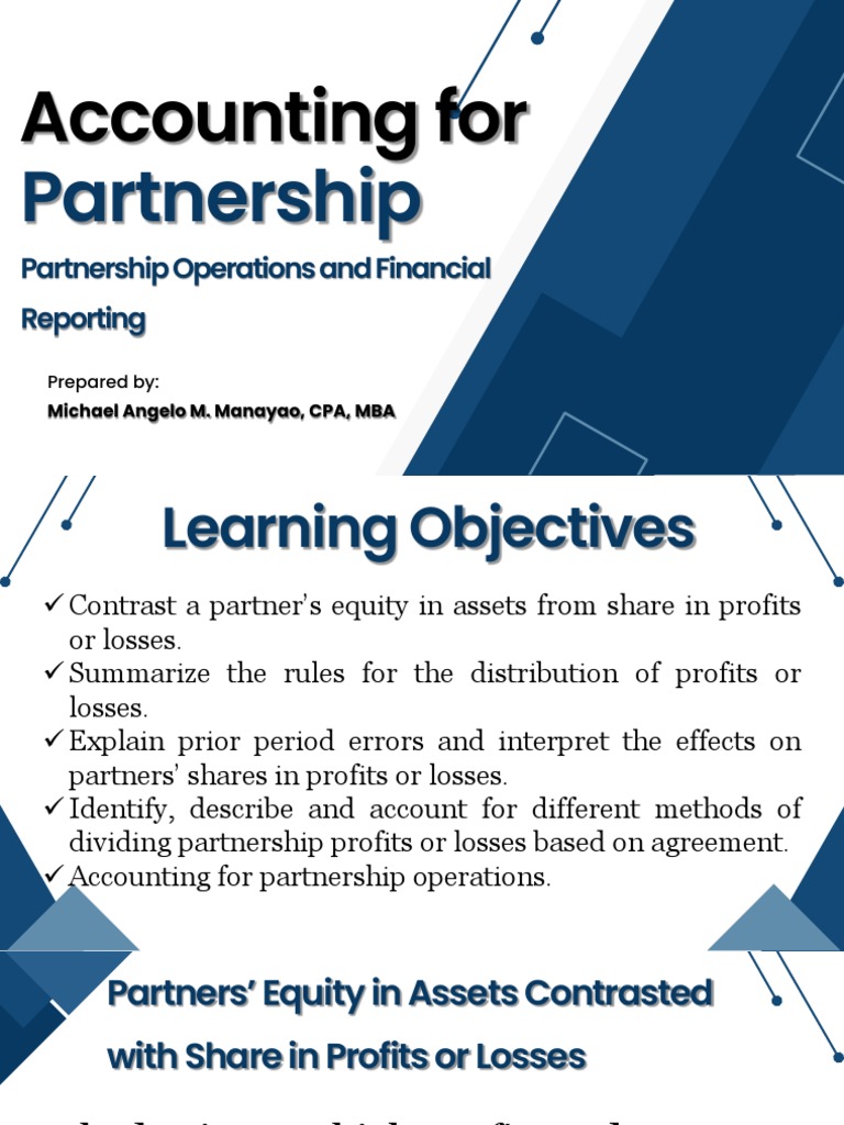 Partnership Operations and Profit Sharing | PDF | Equity (Finance ...
