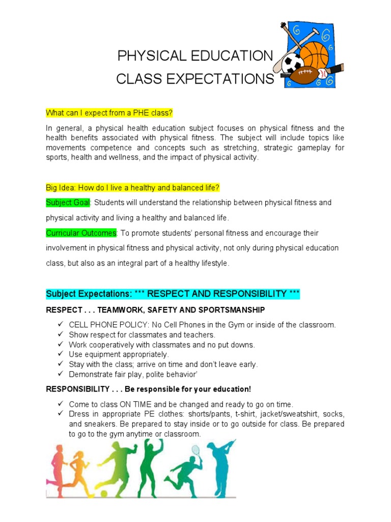Pe Class Expectations | PDF | Physical Education | Physical Fitness