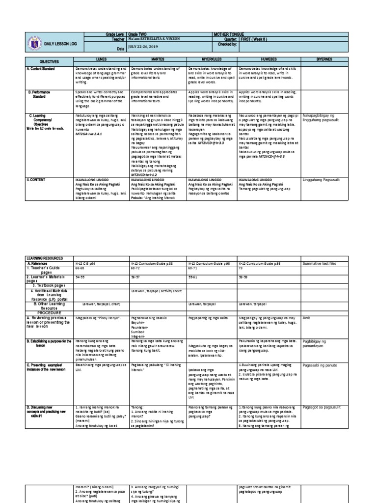 MTB 2 DLL Q1 Week 8 | PDF