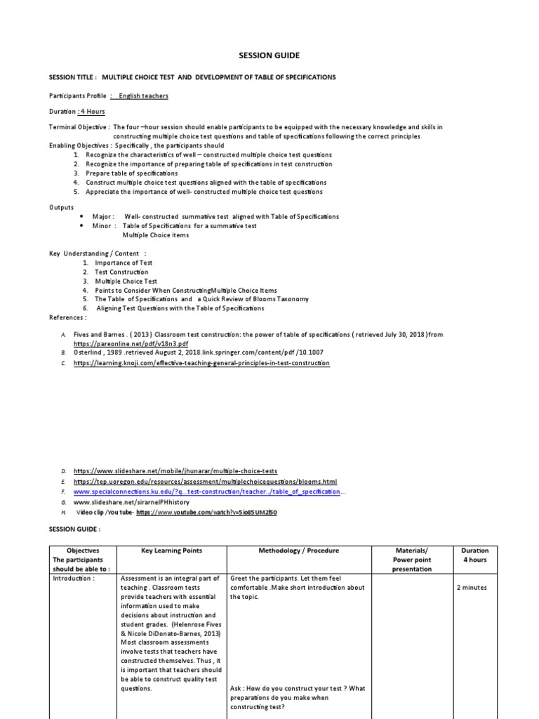 Session Guide Multiple Test Construction Revised Pdf Multiple Choice Educational Assessment