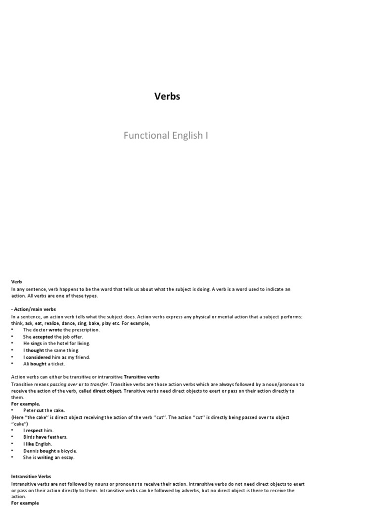 Verbs 123 | PDF | Verb | Syntax