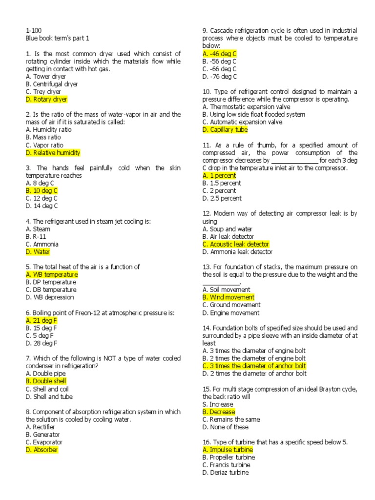 Pipe Terms With Answer | PDF | Heat Exchanger | Water Vapor