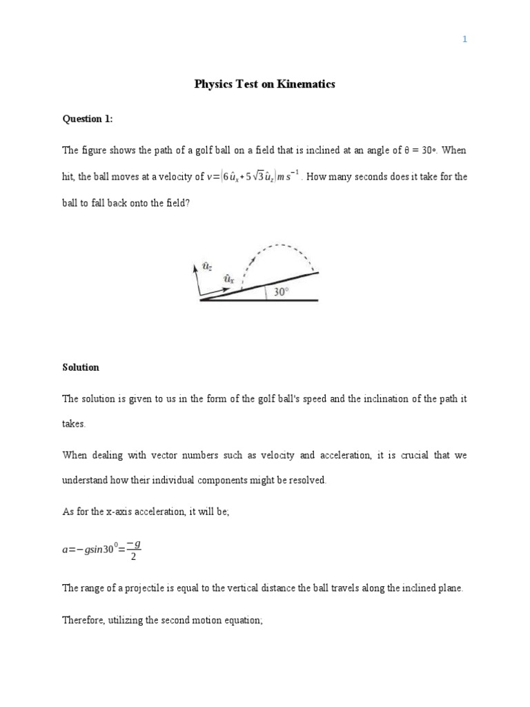 Assignment In Kinematics Pdf Velocity Space