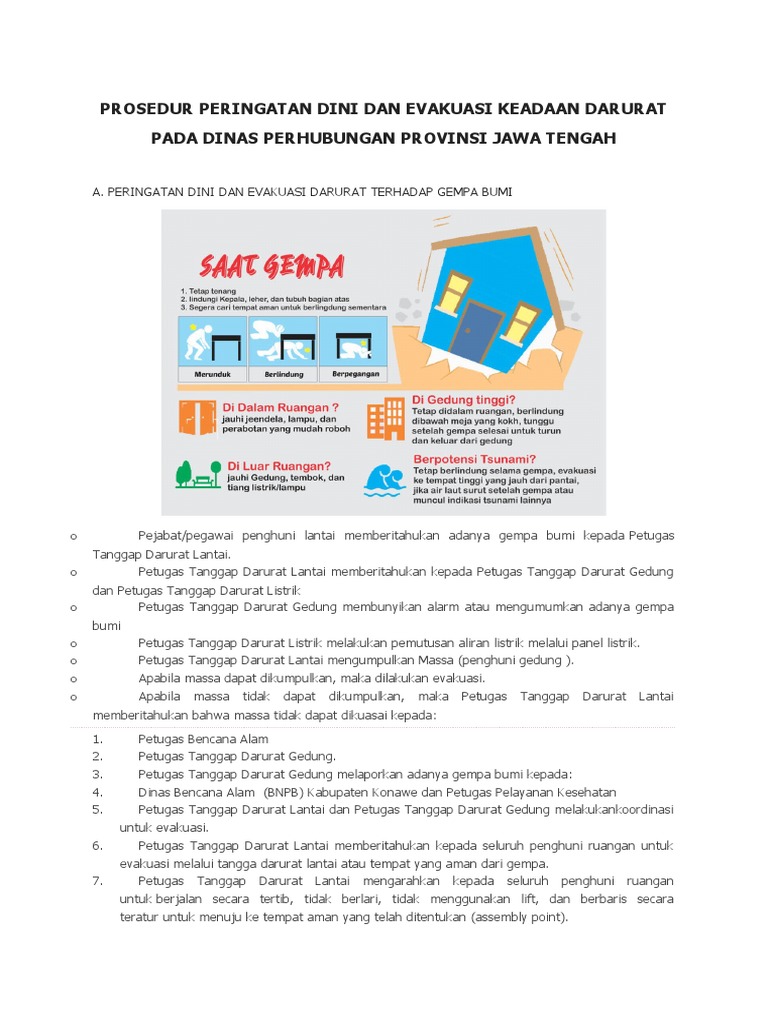 Prosedur Peringatan Dini Dan Evakuasi Keadaan Darurat | PDF Prosedur Peringatan Dini Dan Evakuasi Keadaan Darurat | PDF