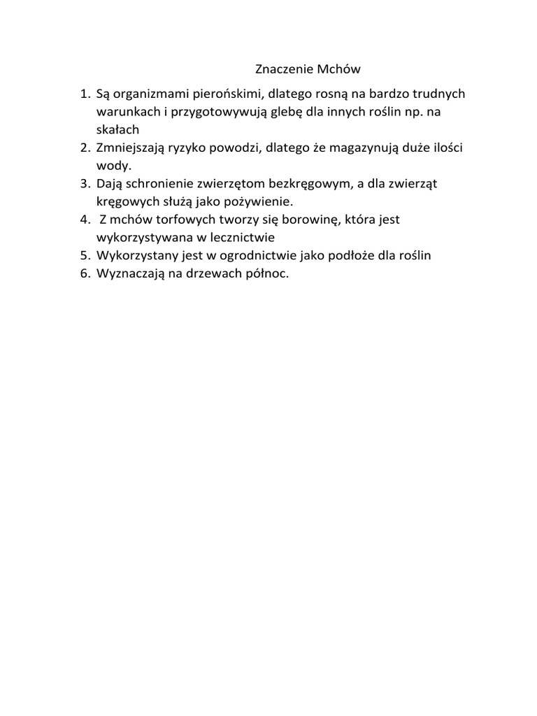 Znaczenie Mchów | PDF