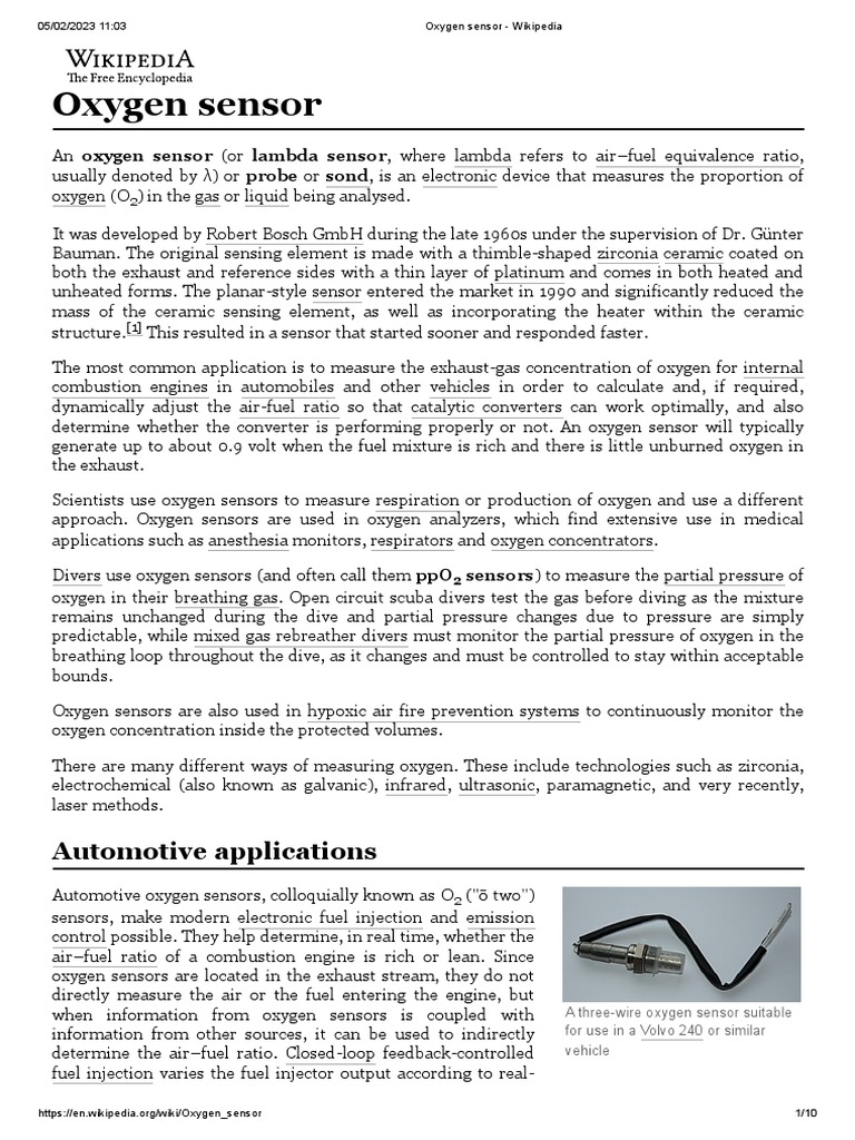 Oxygen Sensor | PDF | Materials | Chemical Substances
