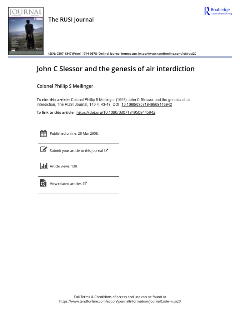 John C Slessor and The Genesis of Air Interdiction | PDF | Aerial ...