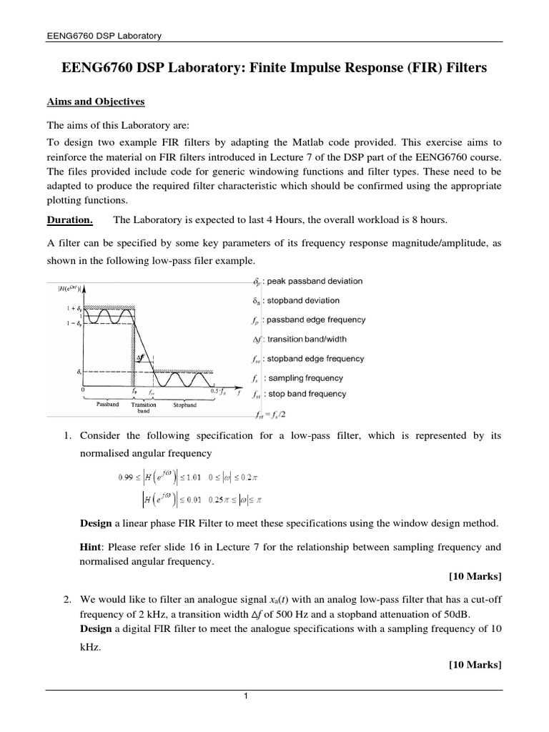EENG6760 DSP Laboratory | PDF | Filter (Signal Processing) | Signal Processing
