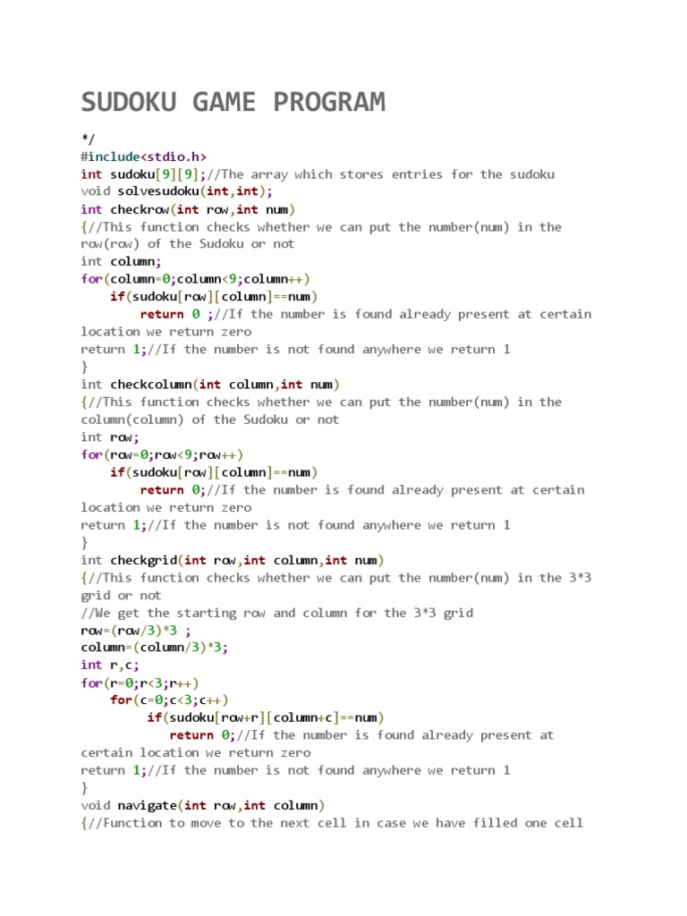 SUDOKU_DS_PROJECT (1) | PDF | Computer Programming | Software Engineering