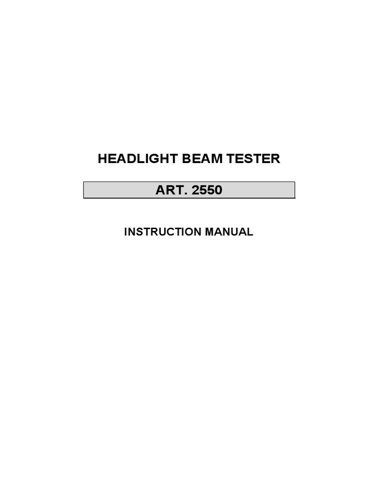 Headlamp Beam Tester Manual | PDF | Headlamp | Optics