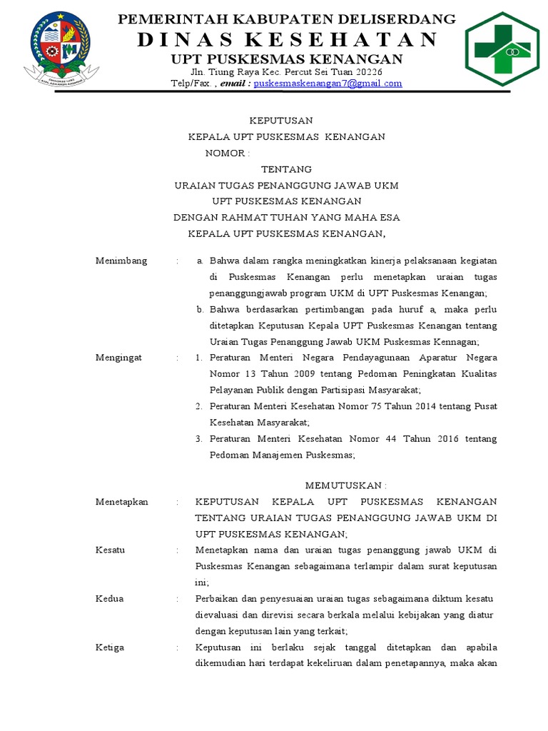 EP 2.3.2.1 SK Uraian Tugas Penanggung Jawab UKM | PDF