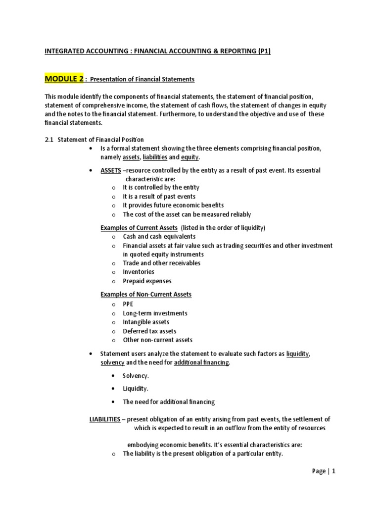 Module 2A - Presentation of Financial Statements | PDF | Equity ...