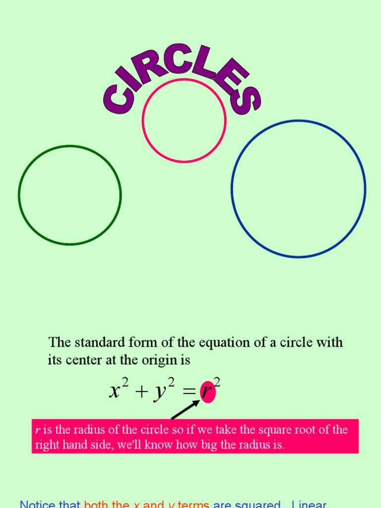 Exploring Equations Of Circles Finding Centers Radii And Graphing Circles From Standard And