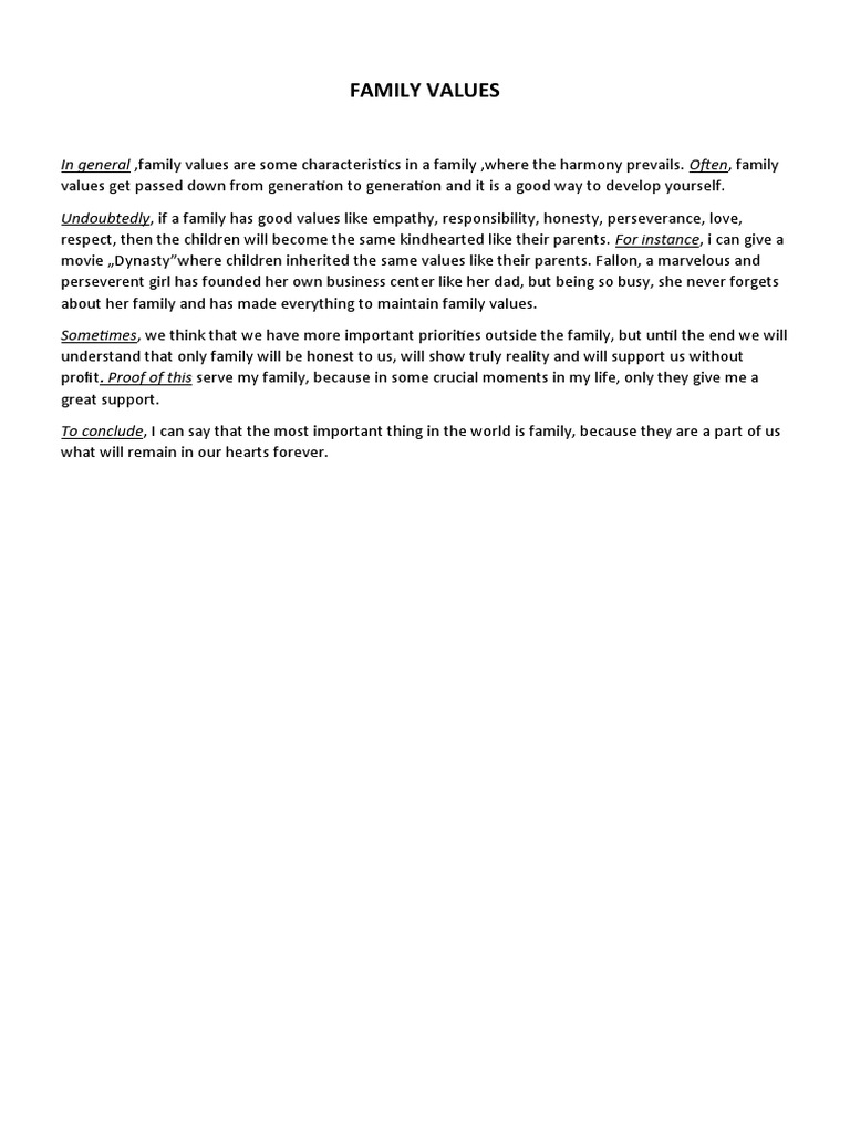 The Importance of Family Values | PDF