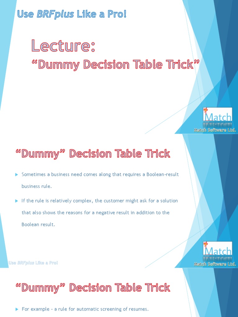 Dummy Decision Table | PDF | Boolean Data Type | Computer Science