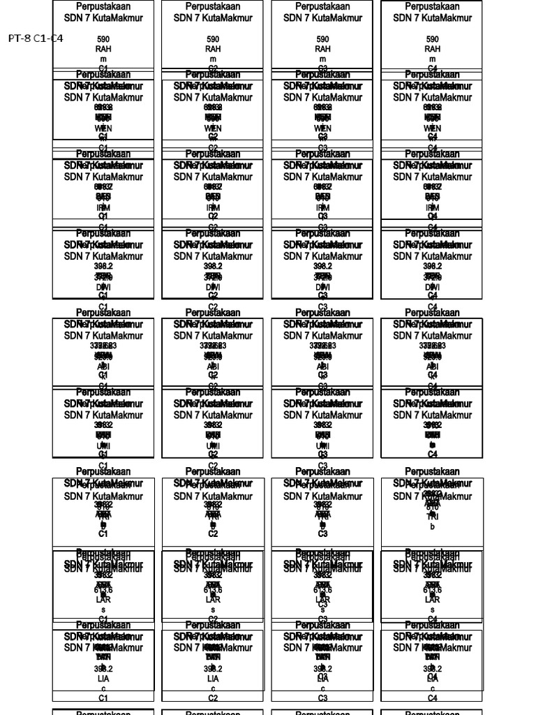 Label Buku PT-8 C1-C4 | PDF