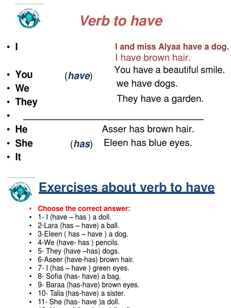 Verb To Have Primary 1 Language Aa | PDF