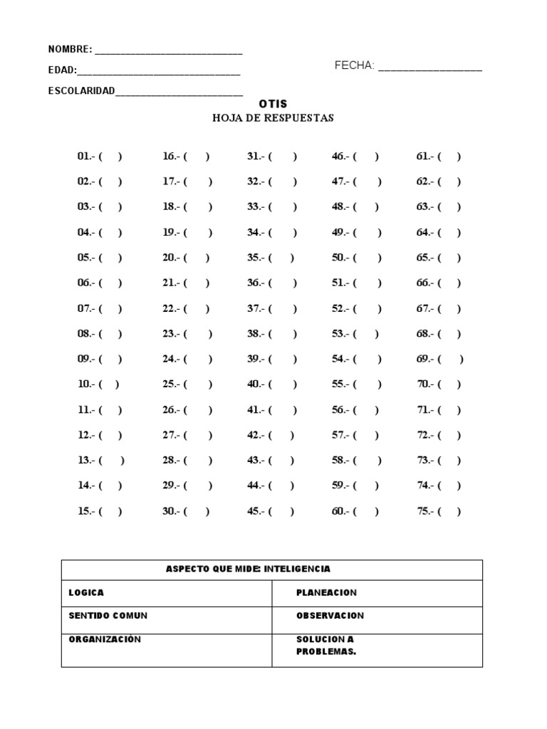 Hoja Respuesta Otis