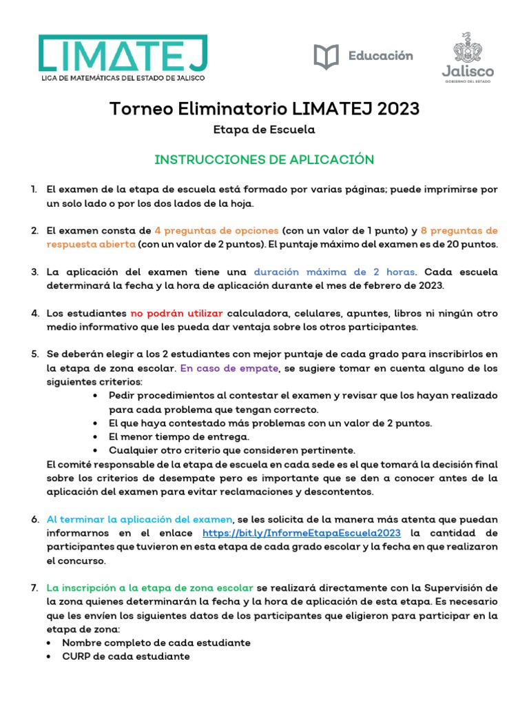 Reglas Torneo LIMATEJ 2023 Escuela | PDF