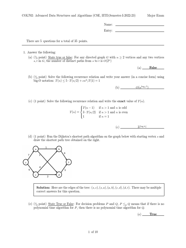 Major Soln | PDF | Algorithms And Data Structures | Computer Programming
