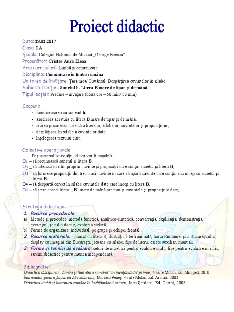 Proiect Litera B | PDF