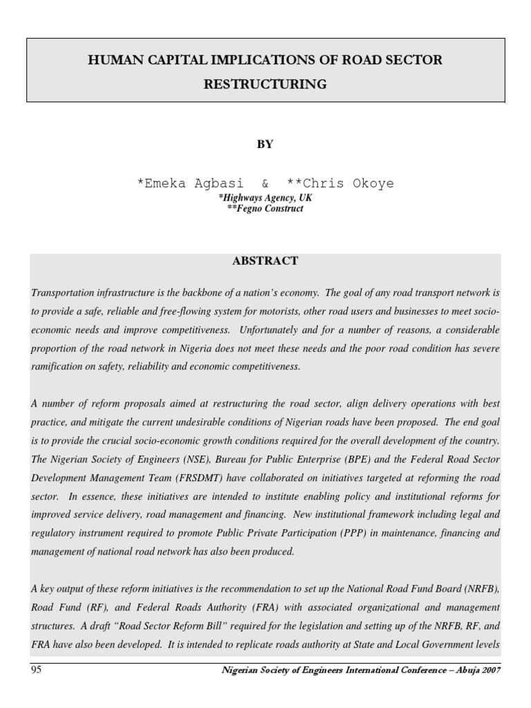 No. 13 C. OKOYE & EMEKA'S PAPER B5 | Download Free PDF | Road | Infrastructure