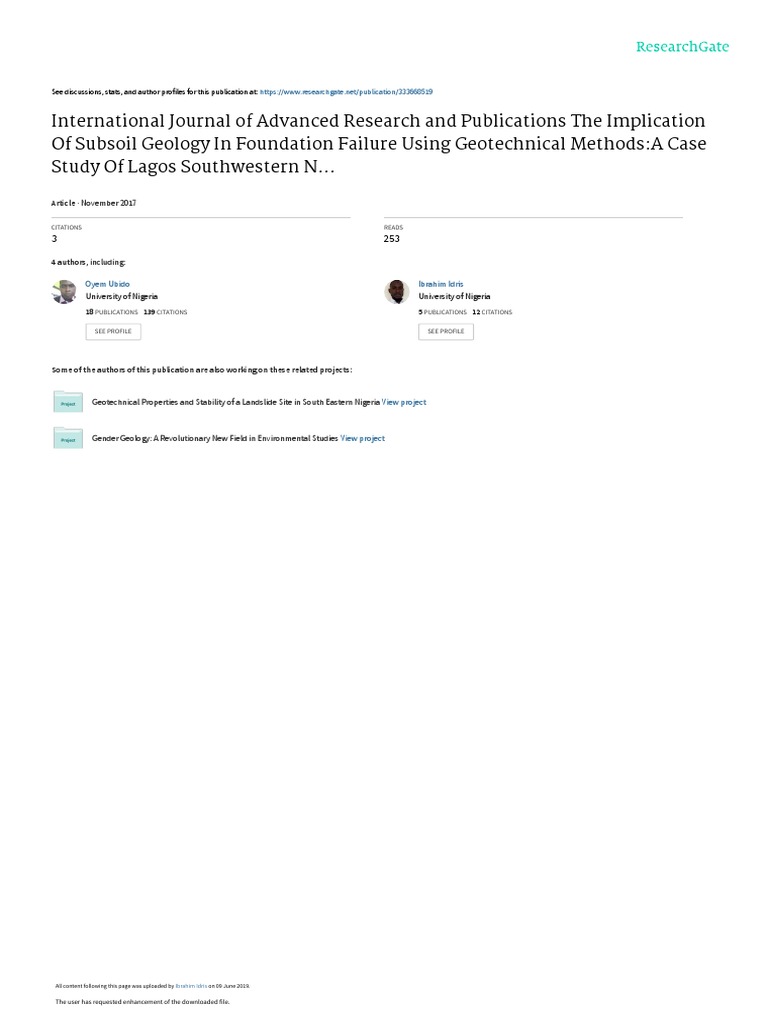 The Implication of Subsoil Geology in Foundation Failure Using ...