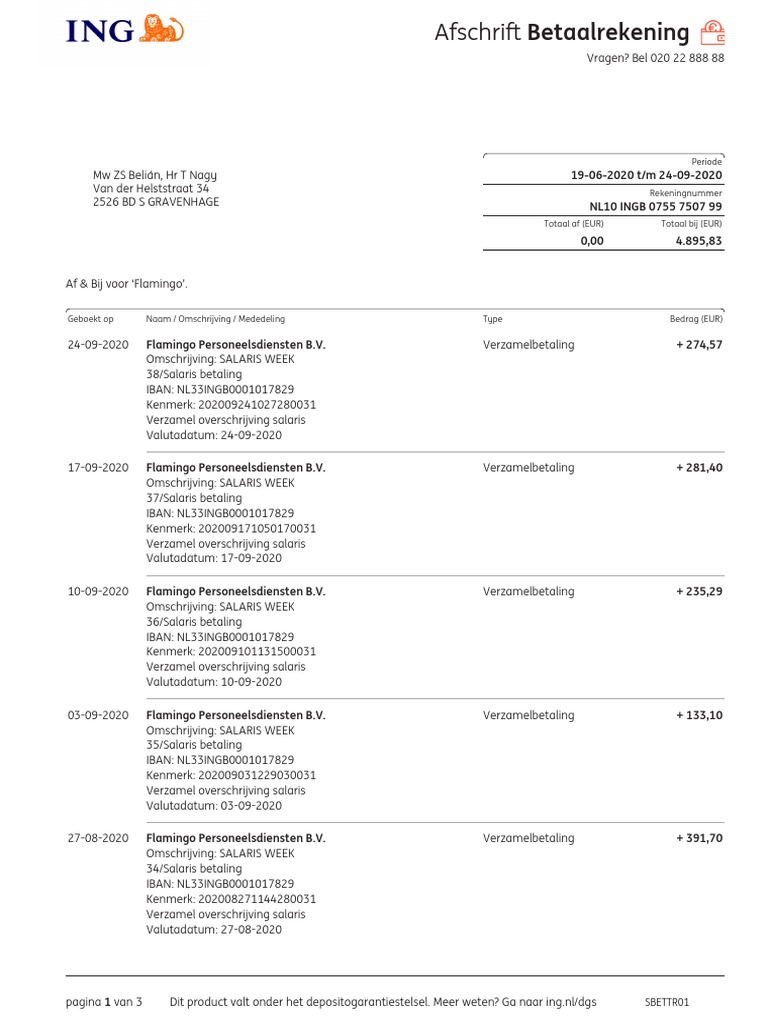 NL10INGB0755750799 Af en Bijschrijvingen | PDF