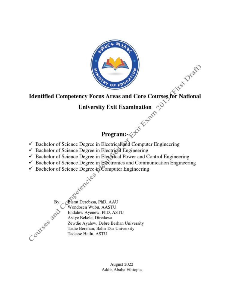 Competencies and Core Courses for National University Exit Examinations ...