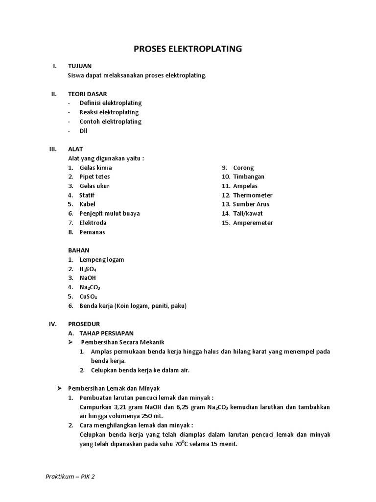 Prosedur Proses Elektroplating | PDF