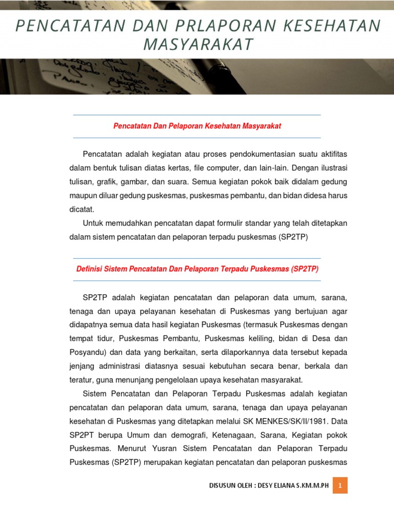 Sistem Pencatatan Kesehatan Puskesmas | PDF | Ilmu Sosial ...