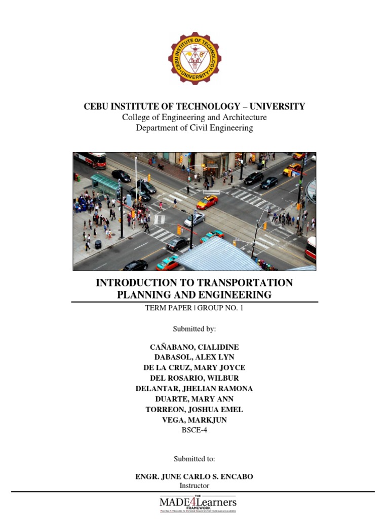 Introduction To Transportation Engineering and Planning - Term Paper ...