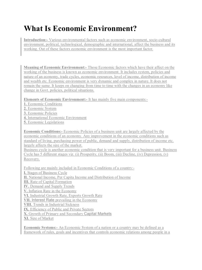 What Is Economic Environment | PDF | Economic System | Fiscal Policy