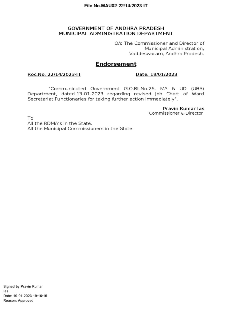 Revised Job Chart for Municipal Officials | PDF