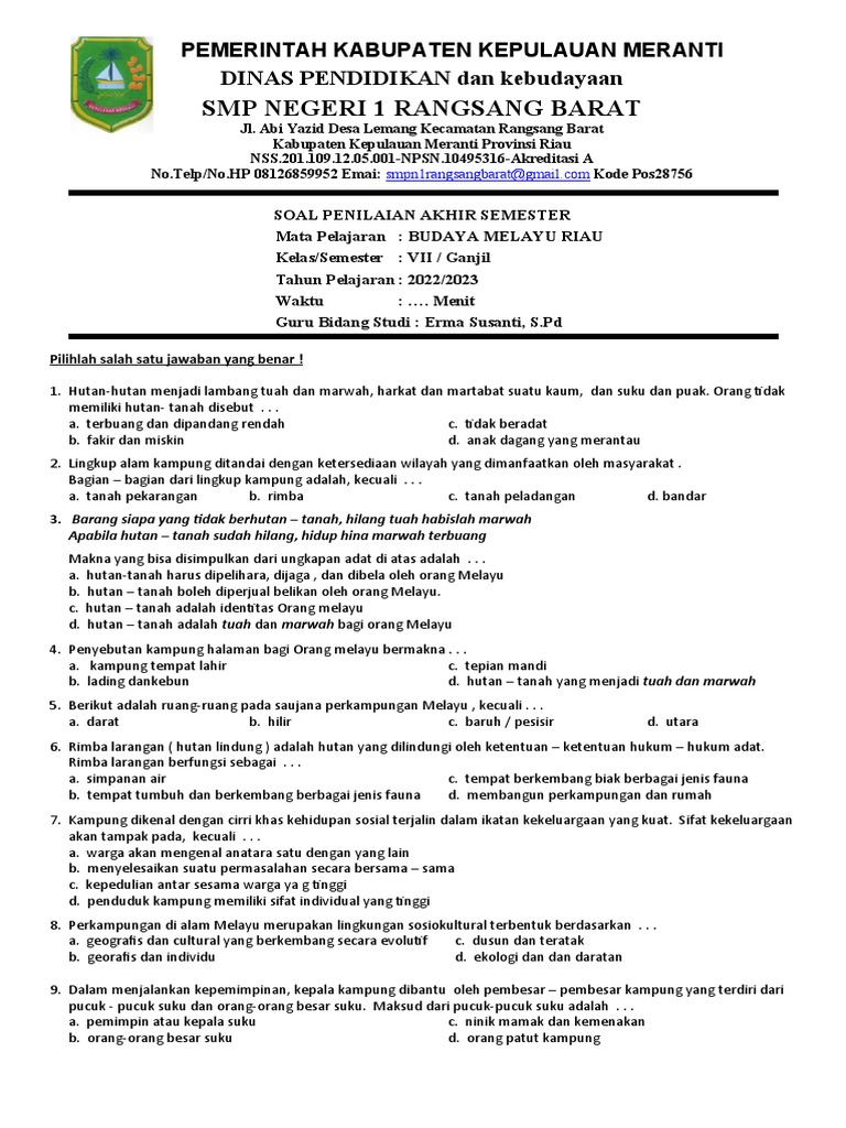 Soal Pas BMR Viii Ganjil 2021-2022 | PDF
