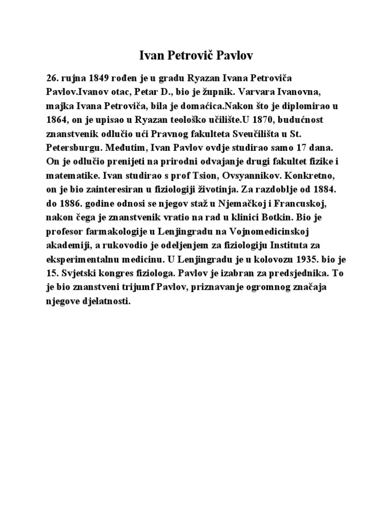 Ivan Petrovič Pavlov | PDF