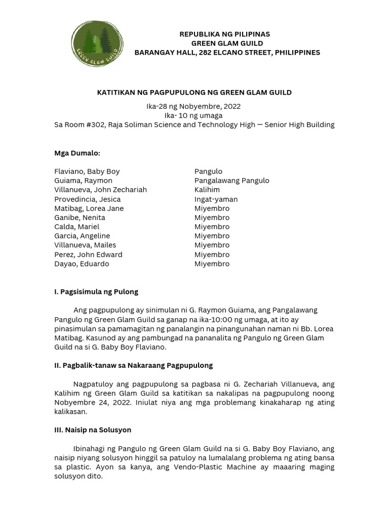 Katitikan NG Pagpupulong | PDF