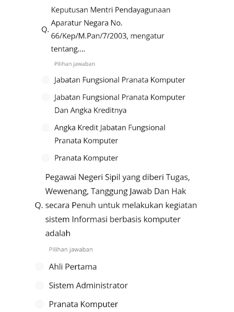 Latihan Soal PPPK Pranata Komputer 2023 | PDF