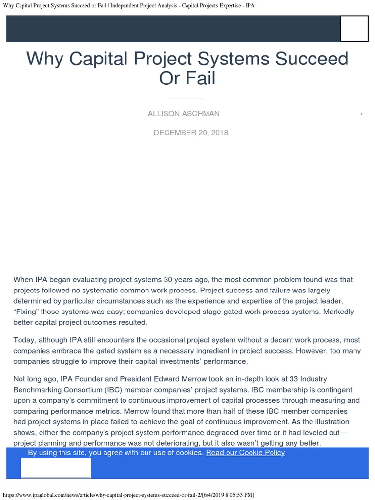 Why Capital Project Systems Succeed or Fail Independent Project ...