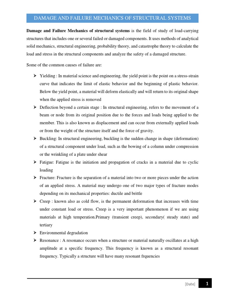 DAMAGE AND FAILURE MECHANICS OF STRUCTURAL SYSTEMS Content New | PDF ...