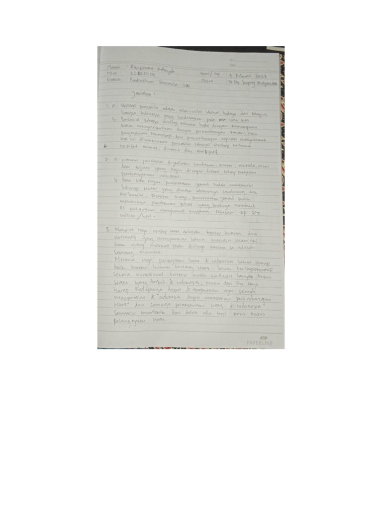 Jawaban Uas (Khozinatul Robiyah - 22120105 - Pancasila) | PDF