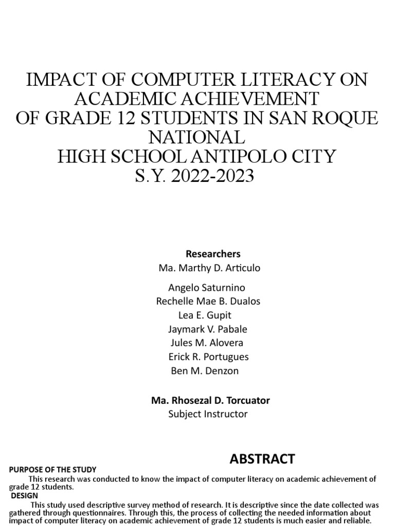 Impact of Computer Literacy On Academic Achievement | PDF | Microsoft ...